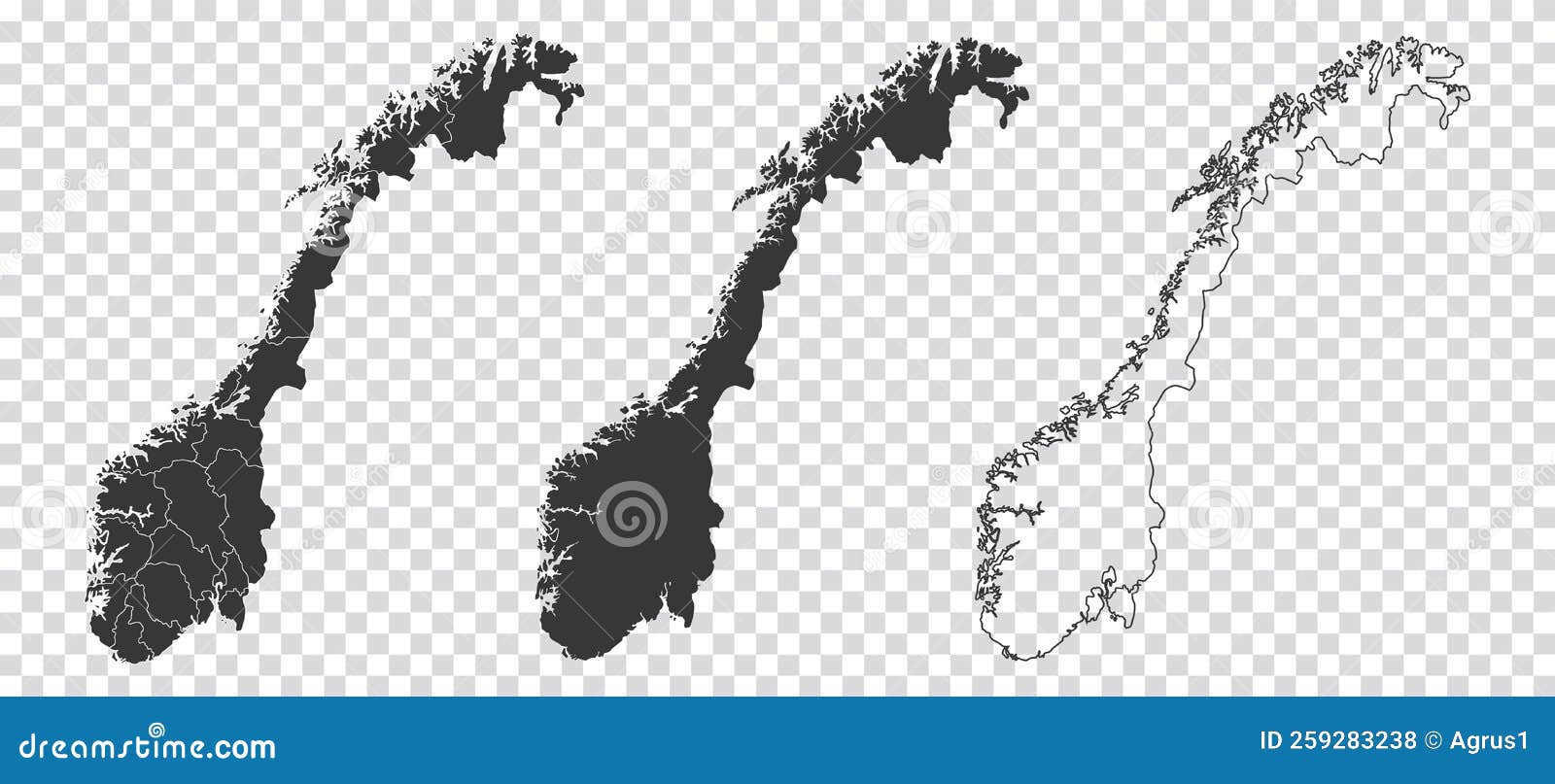 Set of 3 Maps of Norway - Vector Illustrations Stock Vector ...