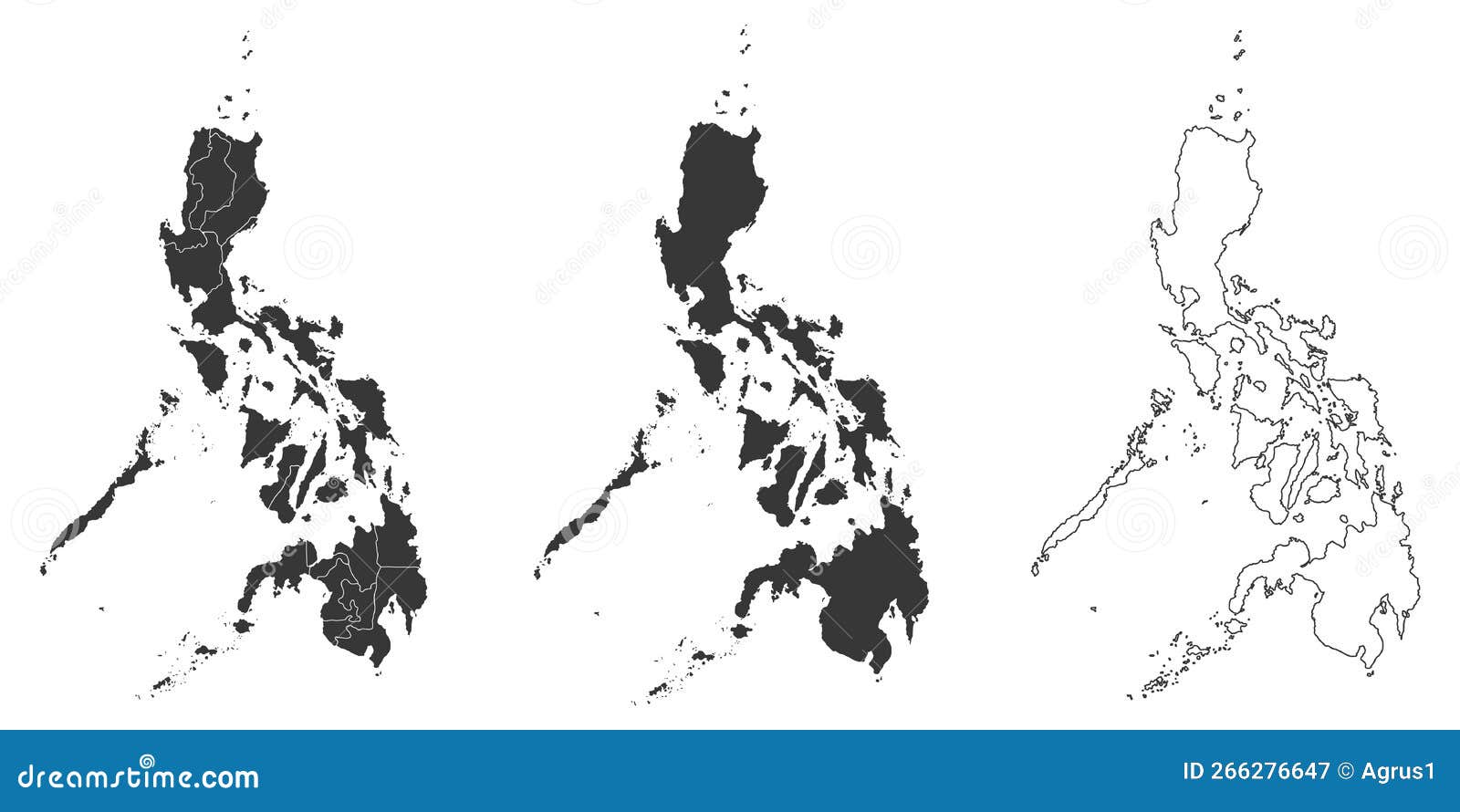 Set of 3 Maps of Philippines - Vector Illustrations Stock Vector ...