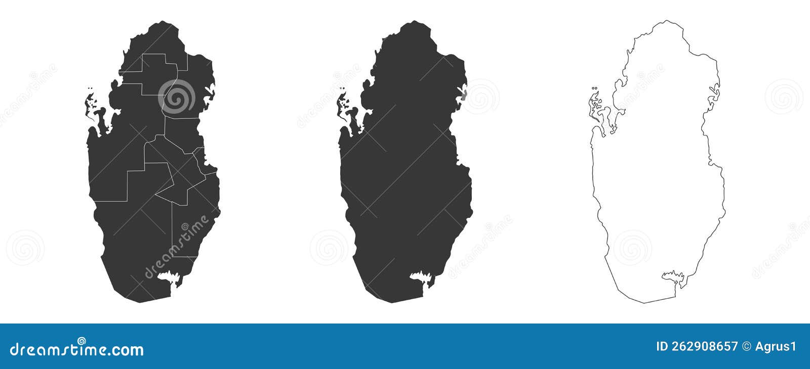 Set of 3 Maps of Qatar - Vector Illustrations Stock Vector ...