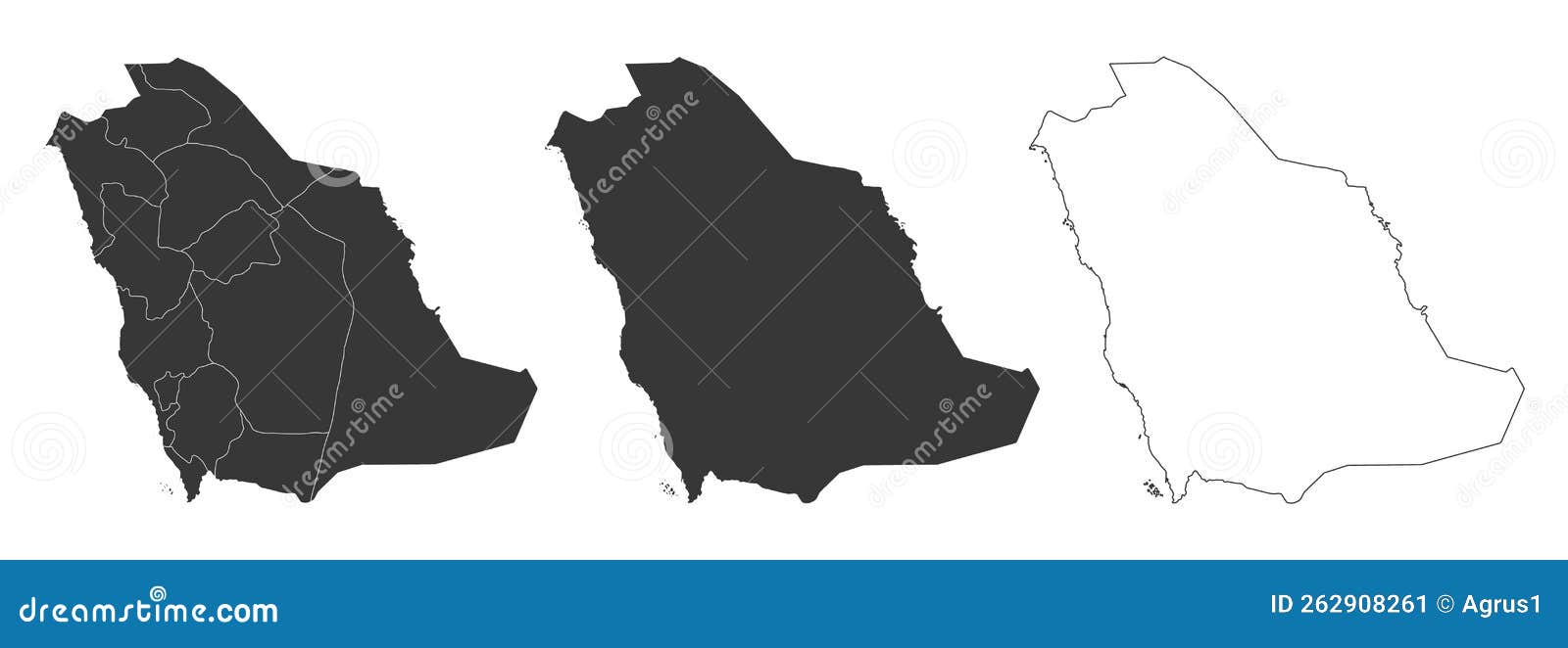 Set of 3 Maps of Saudi Arabia - Vector Illustrations Stock Vector ...