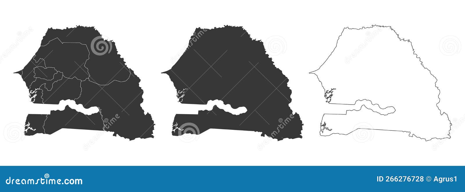 Set of 3 Maps of Senegal - Vector Illustrations Stock Vector - Illustration of maps, senegal ...