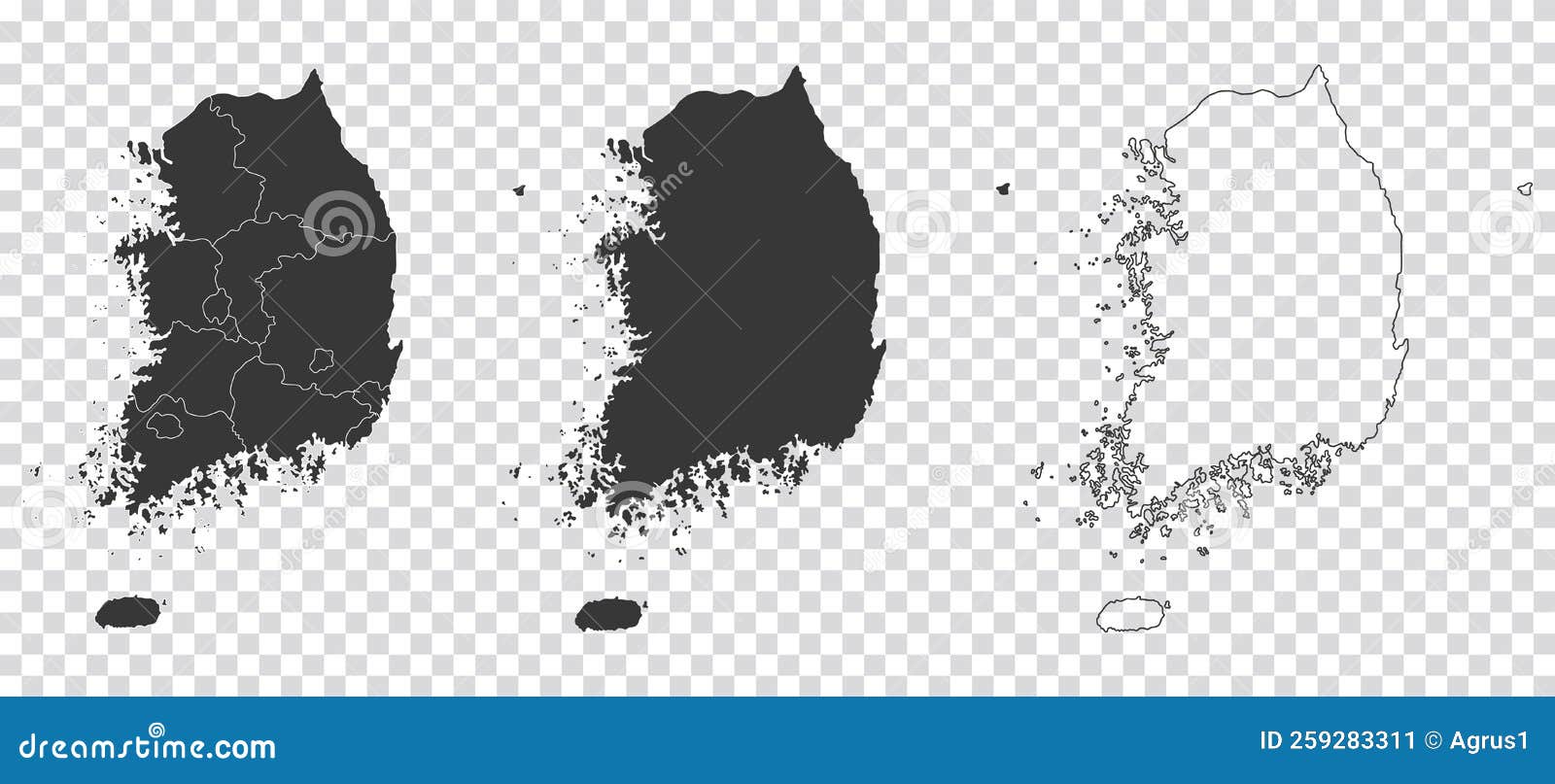 Set of 3 Maps of South Korea - Vector Illustrations Stock Vector ...