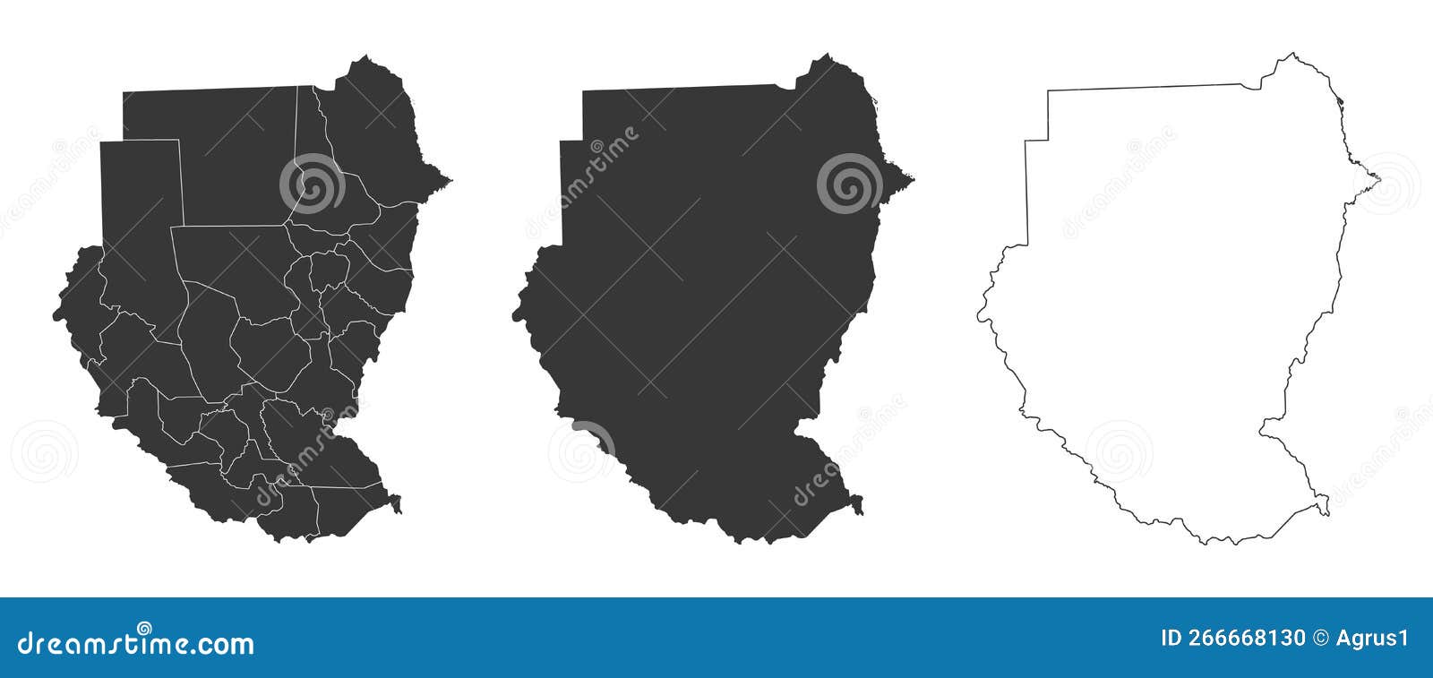 Set of 3 Maps of Sudan - Vector Illustrations Stock Vector ...