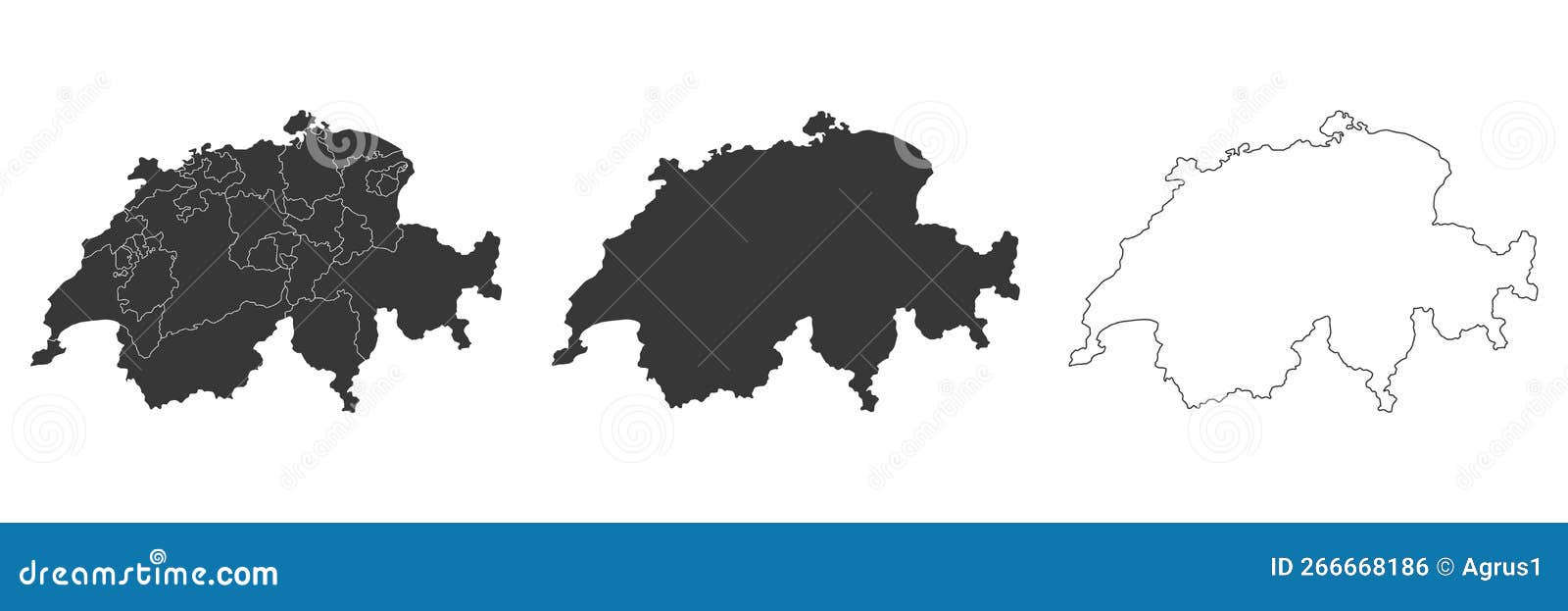 Set of 3 Maps of Switzerland - Vector Illustrations Stock Vector ...