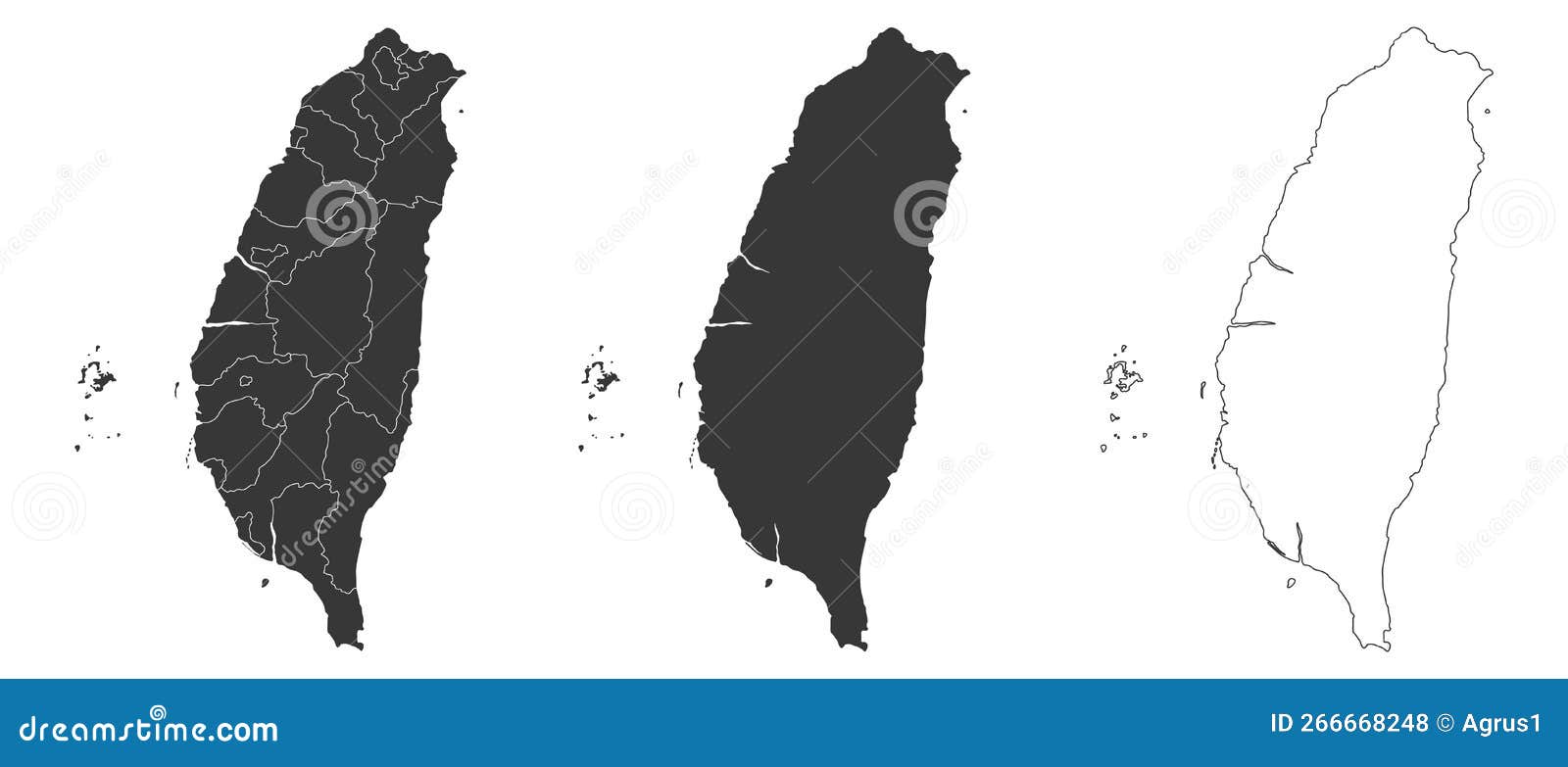 Taiwan Vector Map Isolated On White Background. High-Detailed Black ...