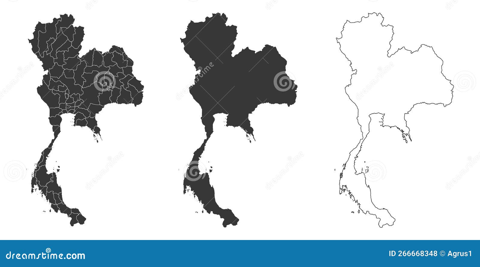 Set of 3 Maps of Thailand - Vector Illustrations Stock Vector ...