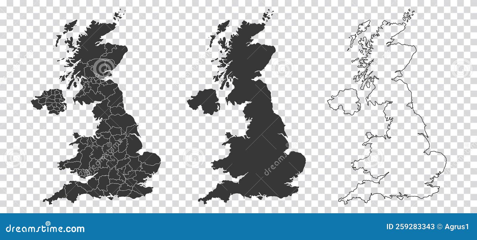 Set of 3 Maps of UK - Vector Illustrations Stock Vector - Illustration ...