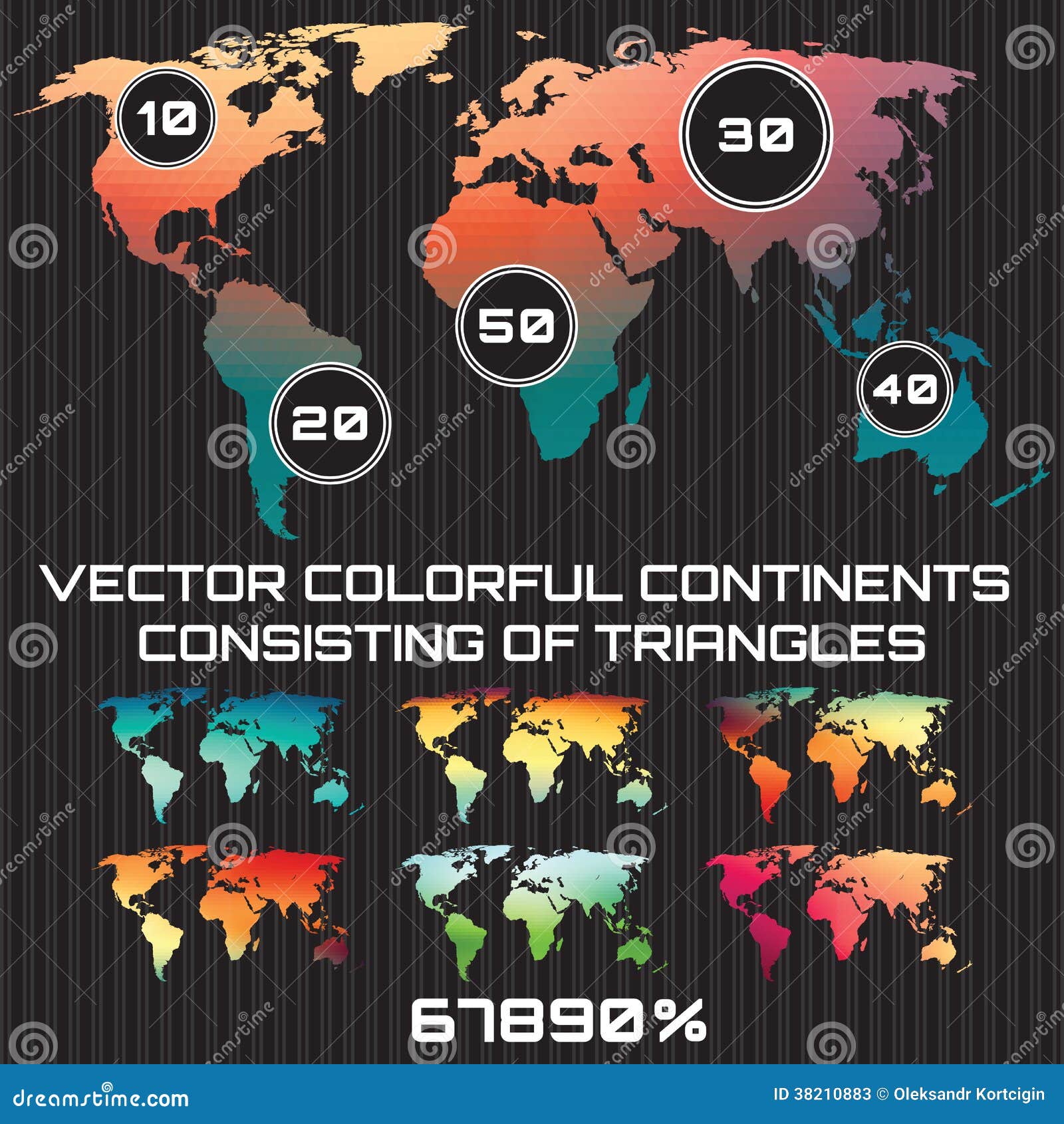 Set of Maps of the World, Consisting of Triangles Stock Vector ...
