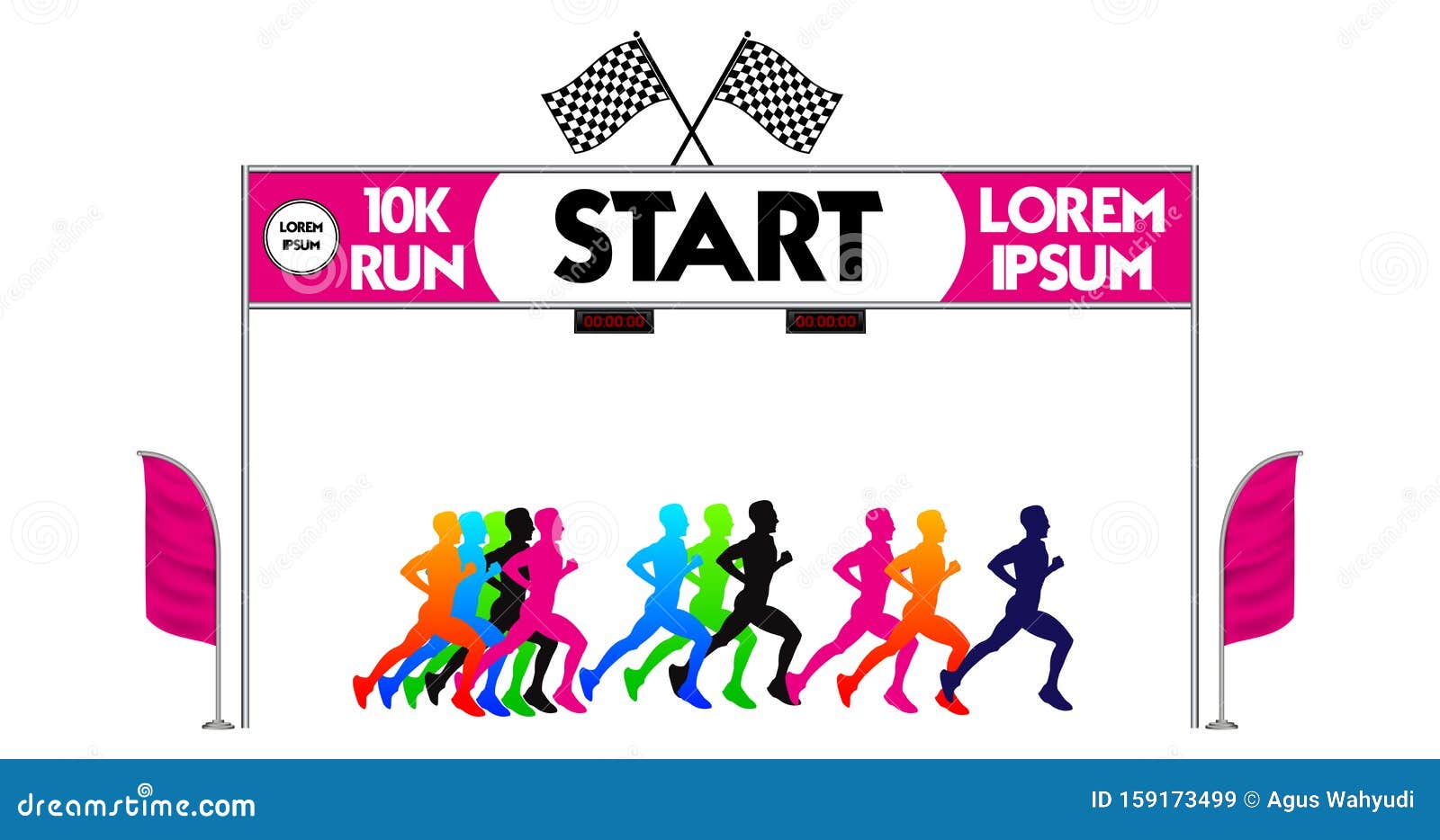 Set of Marathon Start Finish Line. Stock Illustration - Illustration of ...