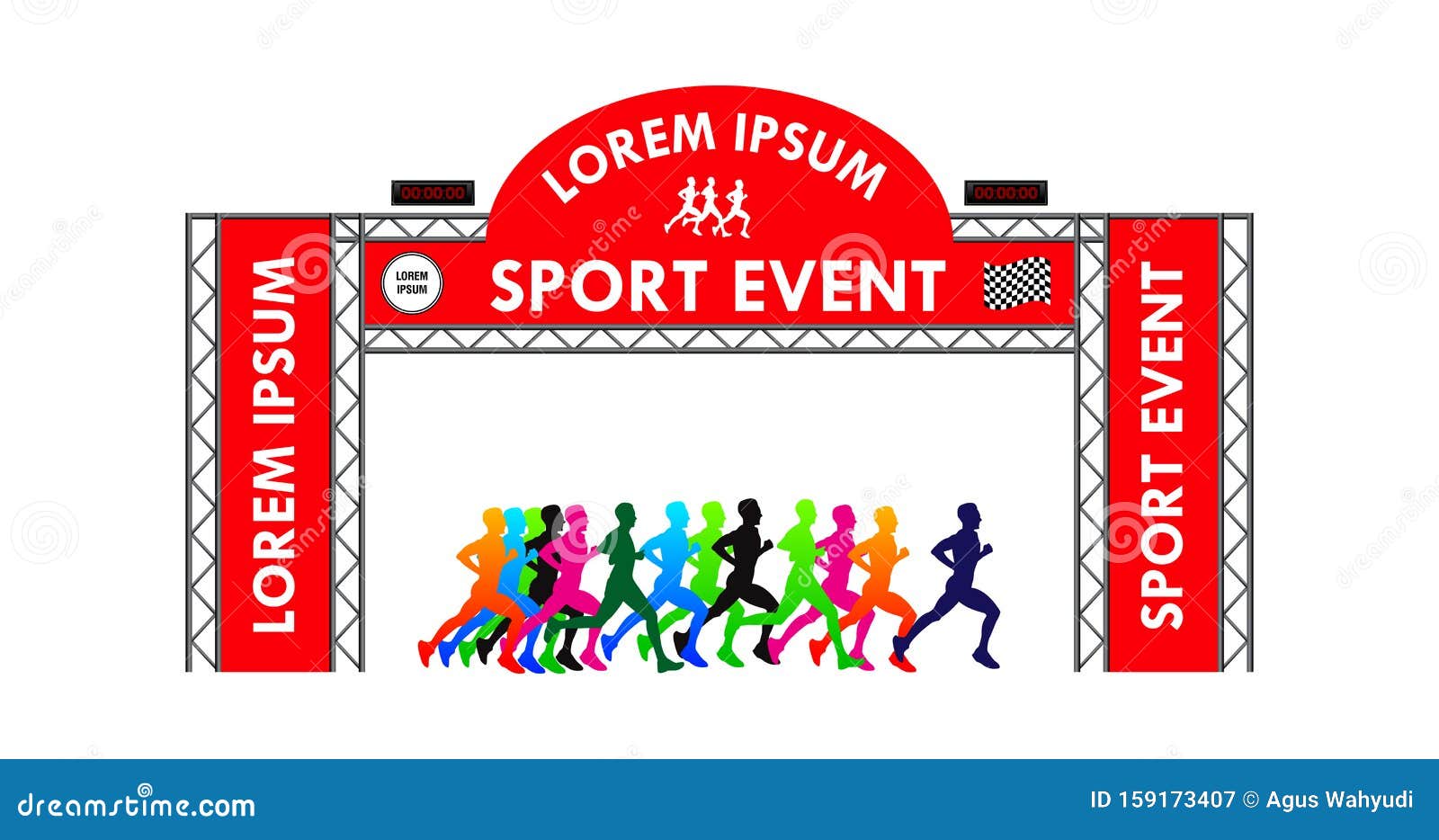 Set of Marathon Start Finish Line. Stock Vector - Illustration of ...