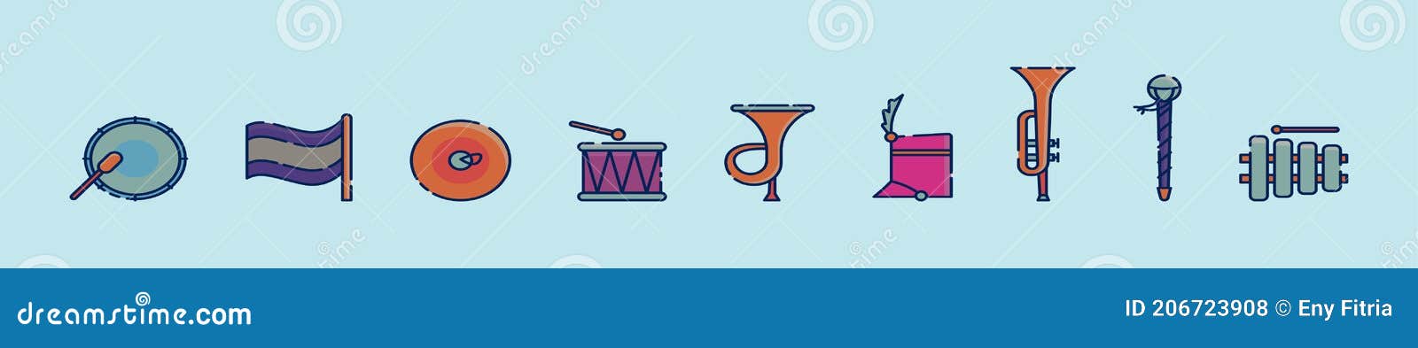 Set of Marching Band Cartoon Icon Design Template with Various Models ...