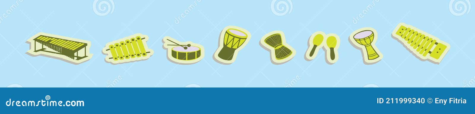 Set of Marimba Cartoon Icon Design Template with Various Models. Vector ...