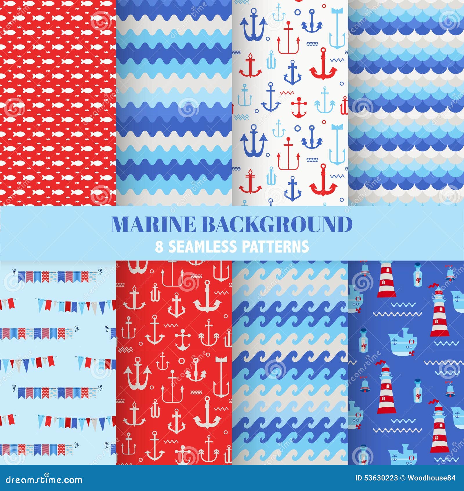Marine Backgrounds Set With Sea Rope Frame And Naval Symbols Cartoon ...