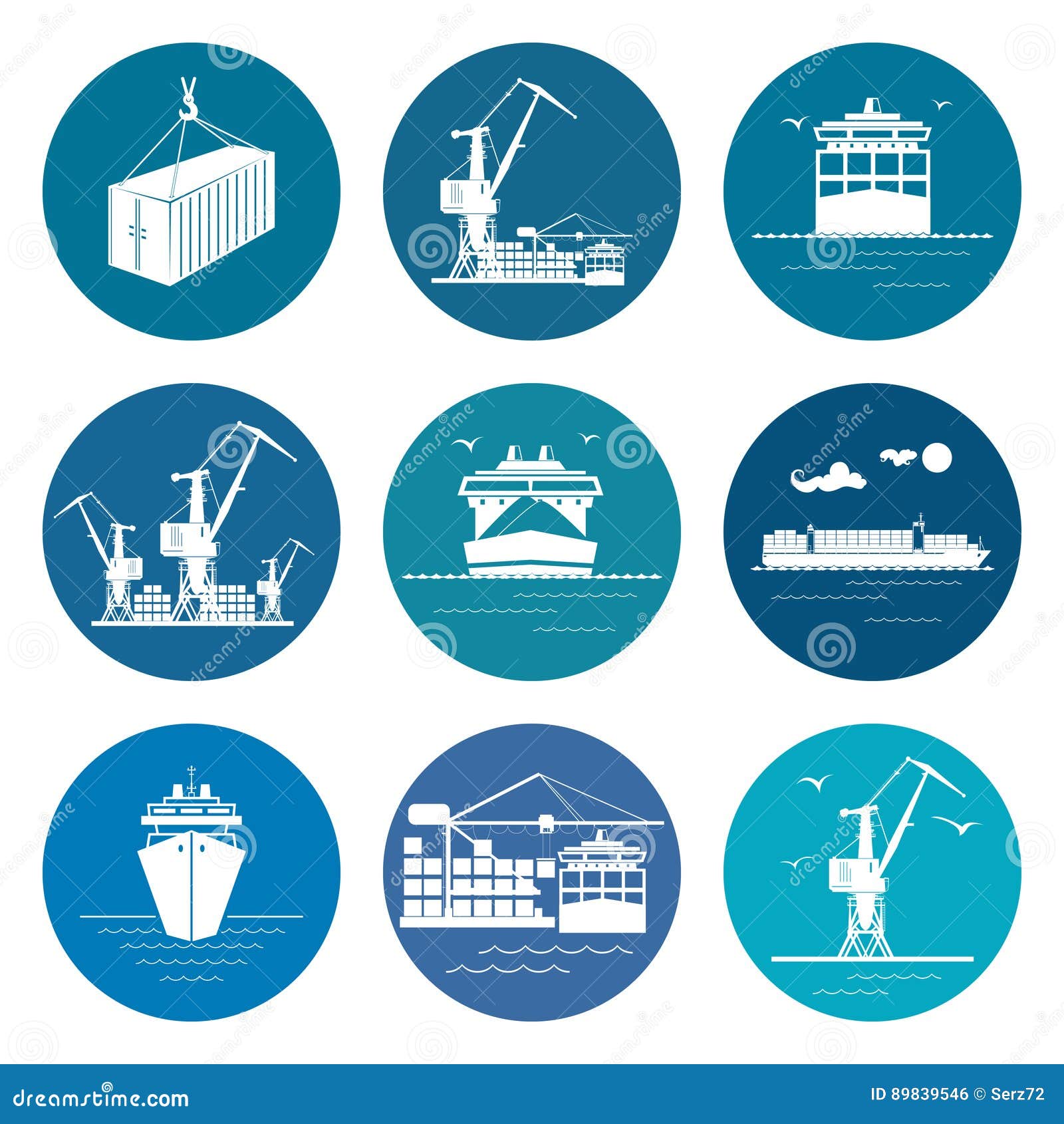 Set of Marine Freight Transportation Icons Stock Vector - Illustration ...