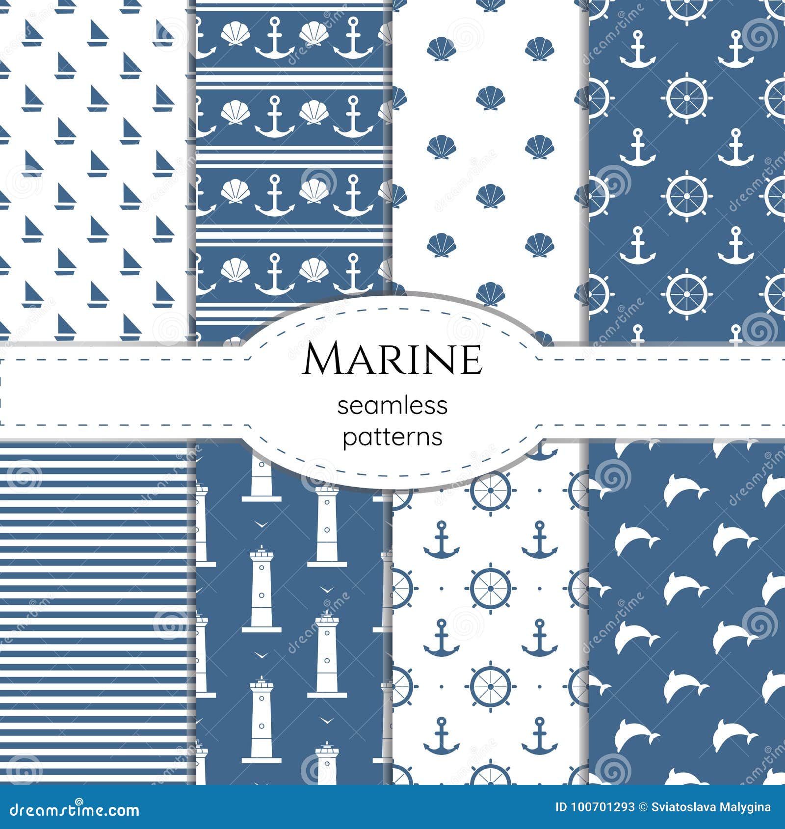 Set of Marine Seamless Minimalistic Vector Patterns Stock Vector ...