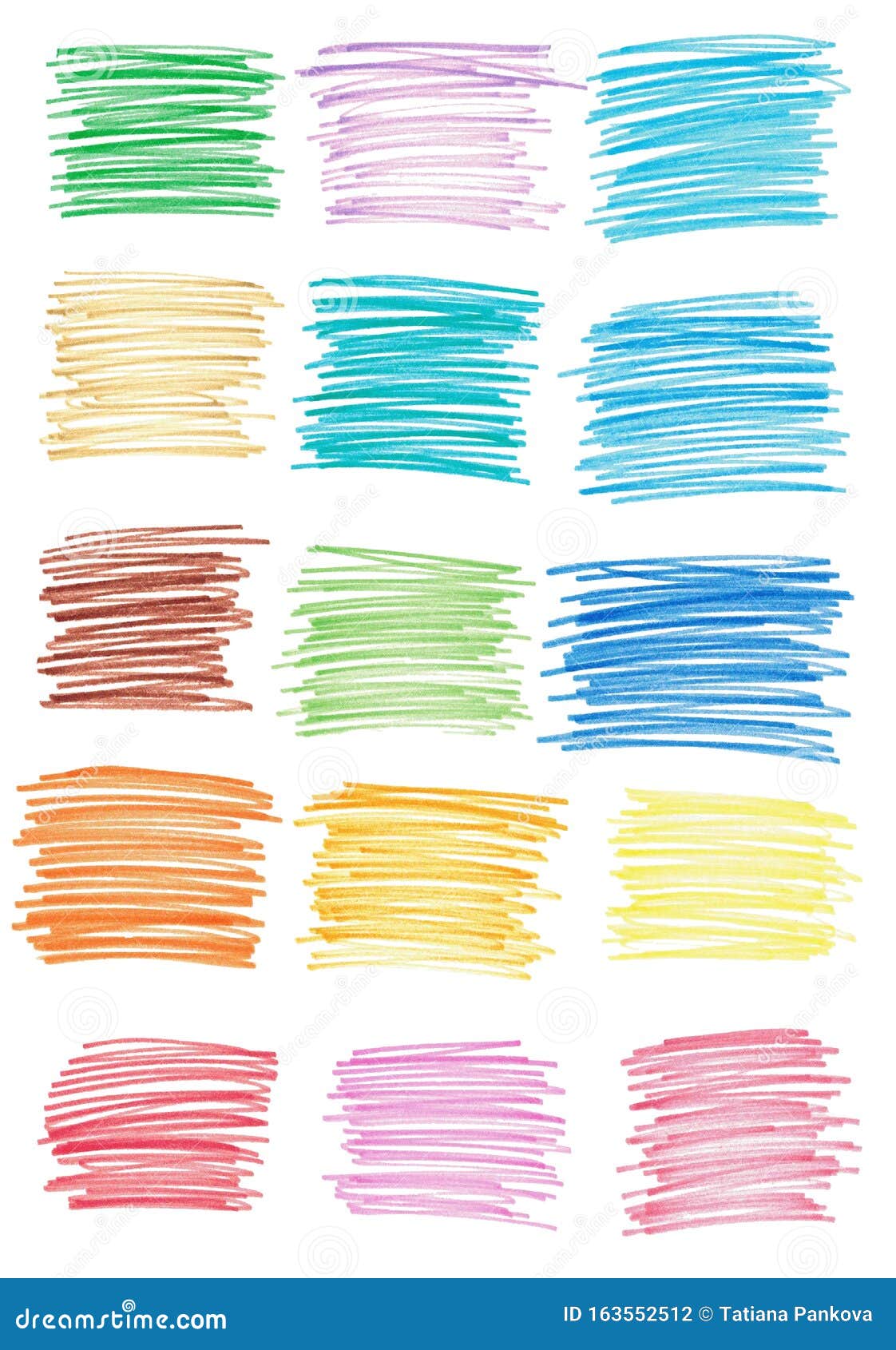 Set of Marker Strokes of Different Colors. Isolated Hand Drawn ...