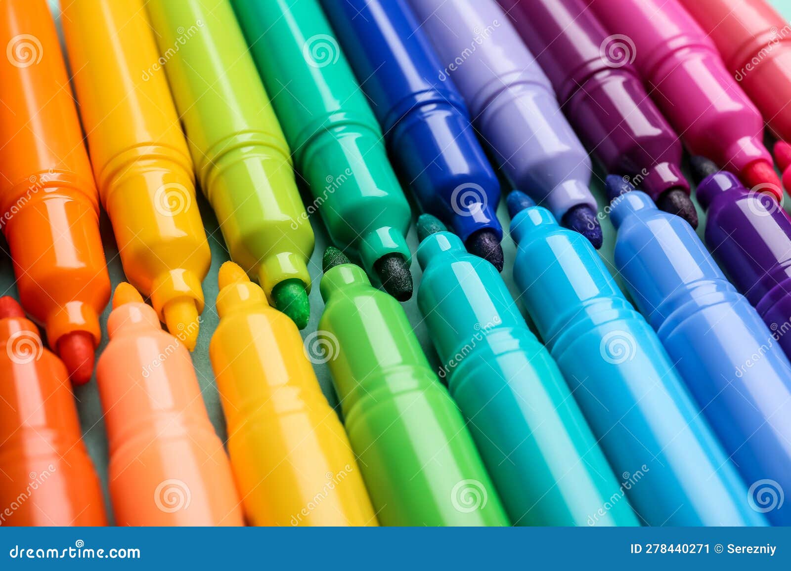 Set of Markers on Color Background, Closeup Stock Image - Image of ...