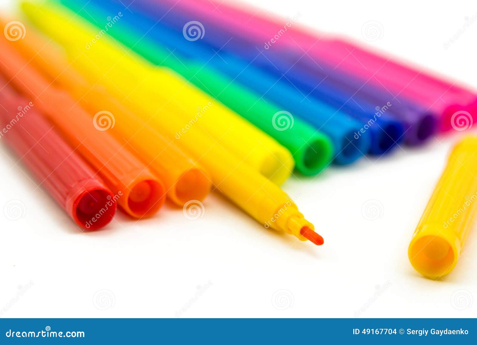 Set of Markers Rainbow Colors Stock Photo - Image of desk, draw: 49167704