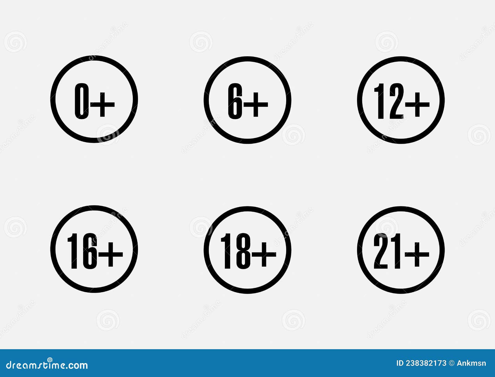 Set Marks Age Limit Sing Restriction. Vector Icons for Children ...