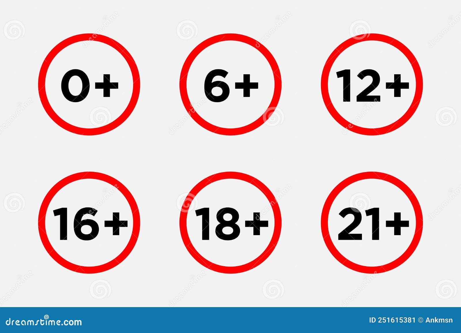 Set Marks Age Limit Sing Restriction. Vector Icons for Children ...