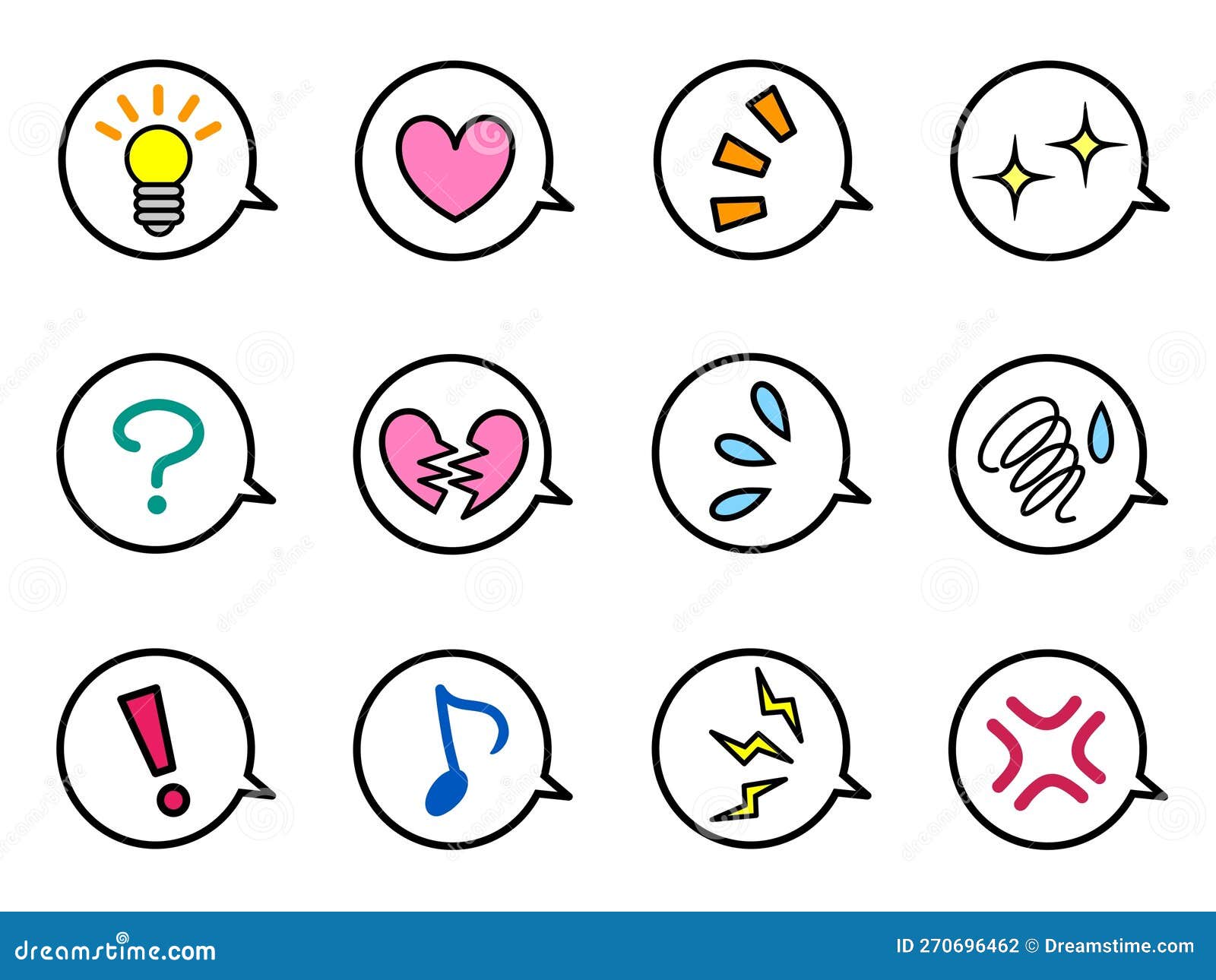 A Set of Marks Expressing Various Emotions Stock Photo - Illustration ...