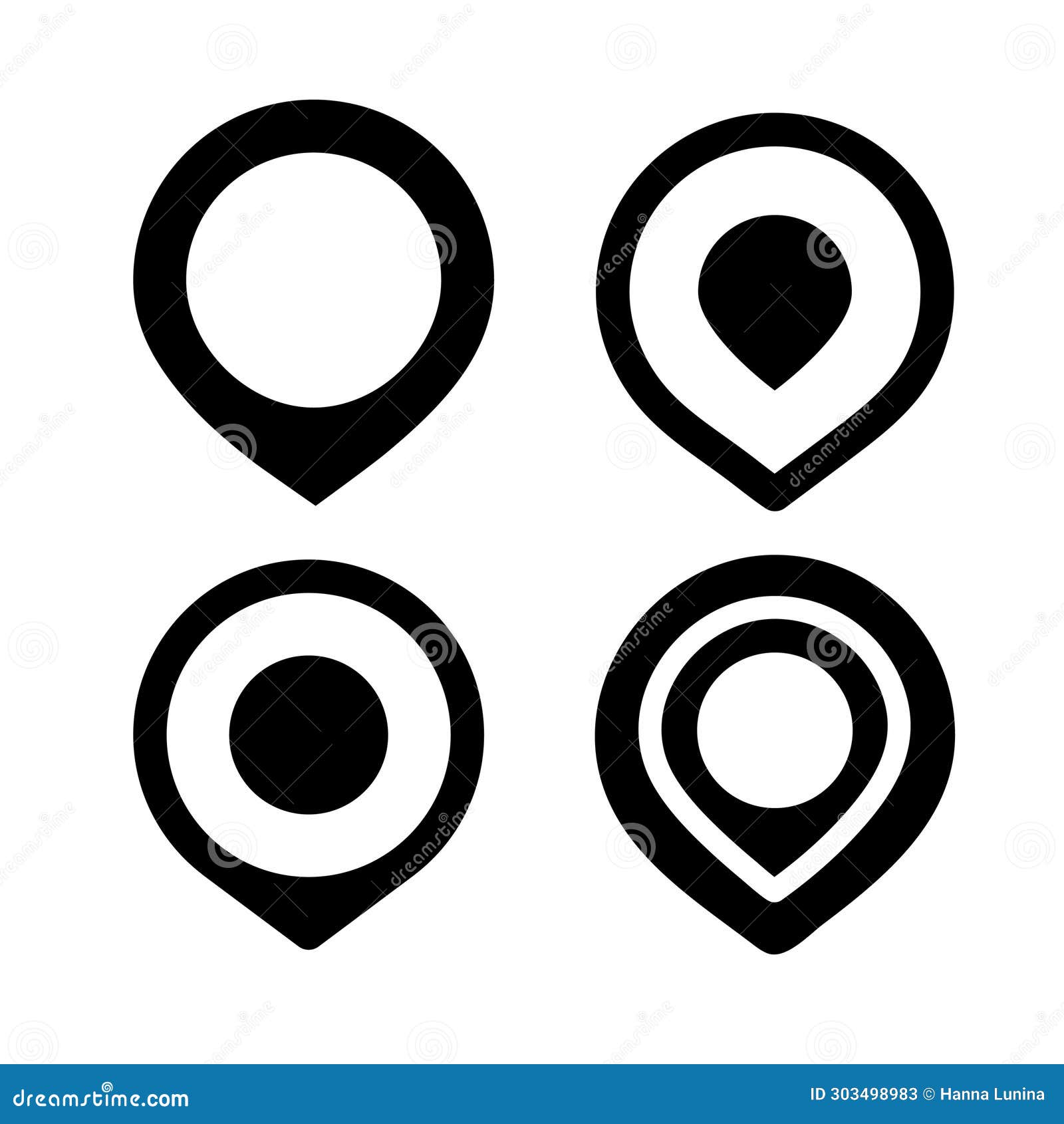 A Set of Marks on a Geolocation Map. Point Location Icon on Map Icon ...