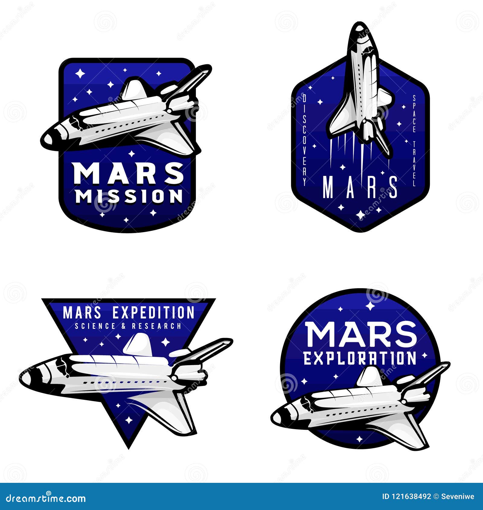 Set of Mars Exploration Mission Logotypes Concepts Stock Vector ...