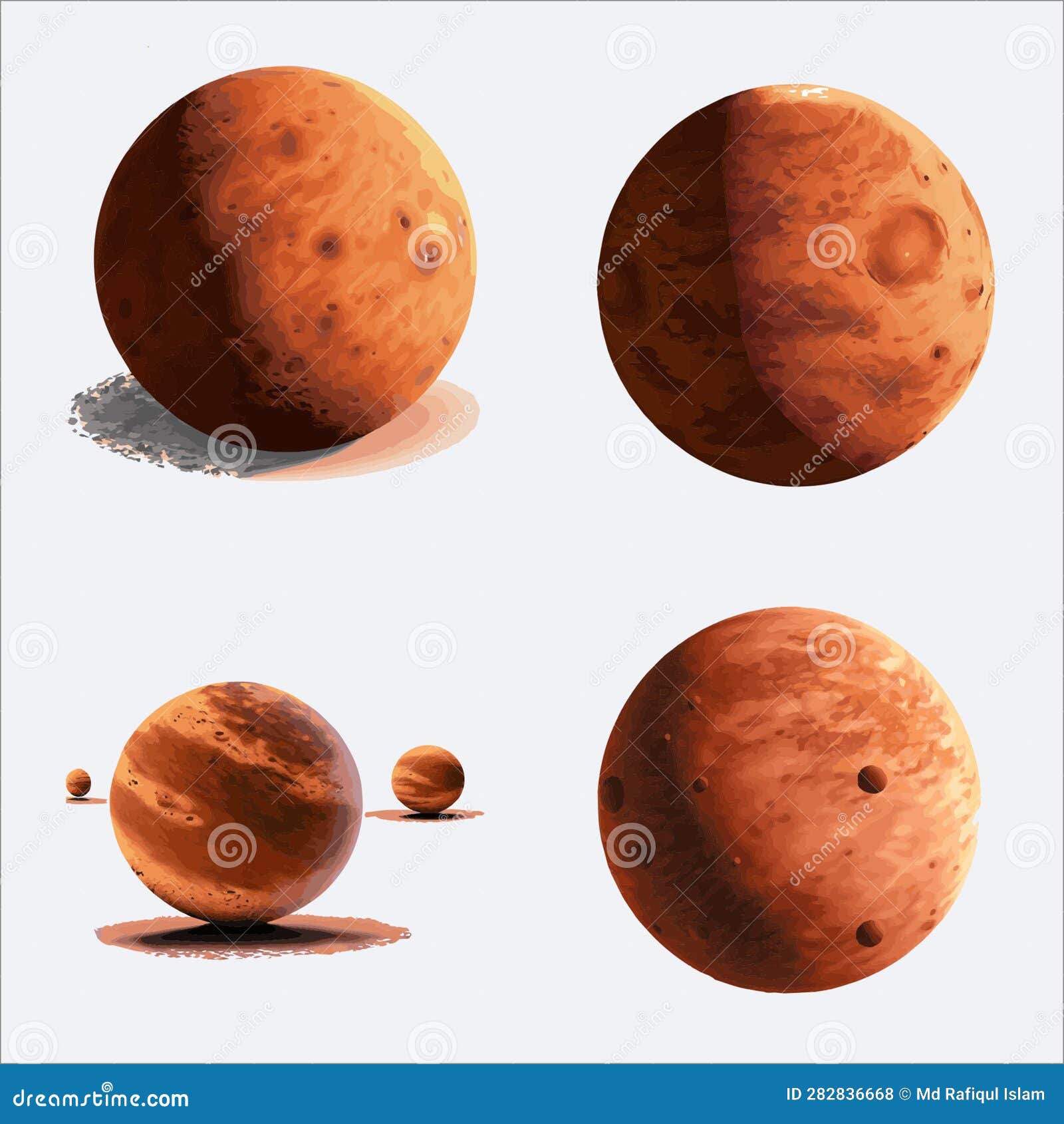 Set of Mars Isolated on White Background. Vector Illustration for Your ...