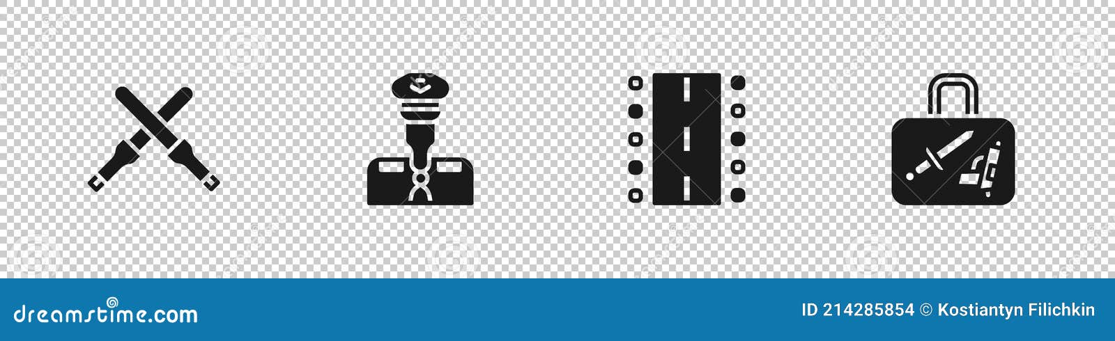 Set Marshalling Wands, Pilot, Airport Runway and Suitcase Icon. Vector ...