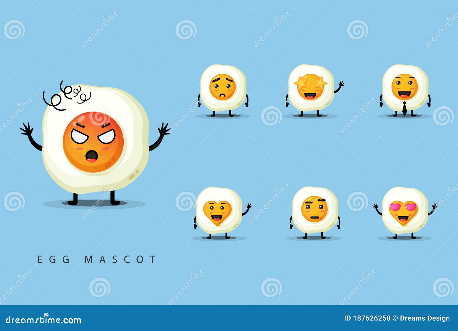 Set of Mascot Cute eggs stock vector. Illustration of happy - 187626250