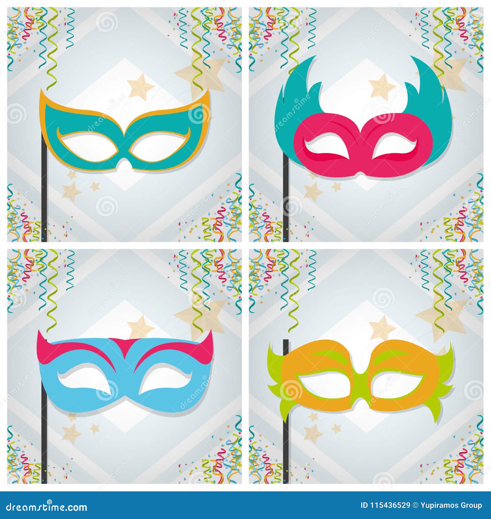 Set of mask party frames stock vector. Illustration of festive - 115436529