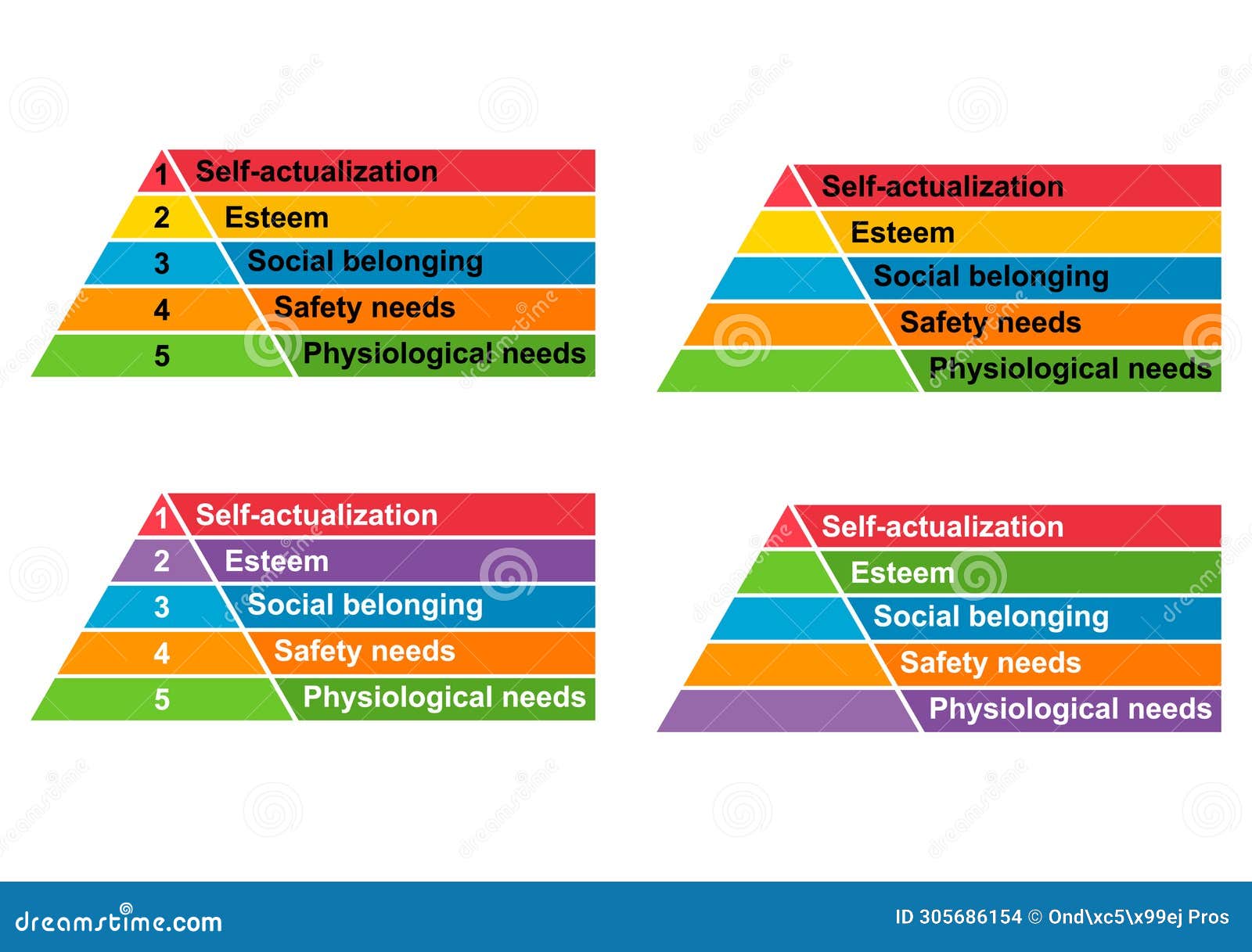 Set of Maslow Pyramid Hierarchy of Needs, Motivation Model Growth ...