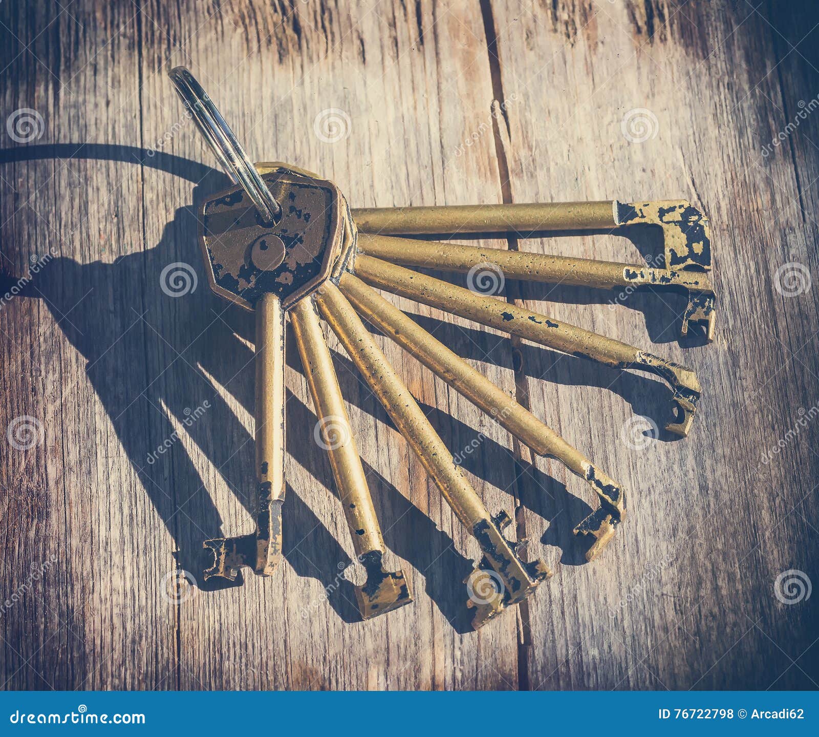 Set of Master Keys for Locks Stock Photo - Image of bronze, texture ...