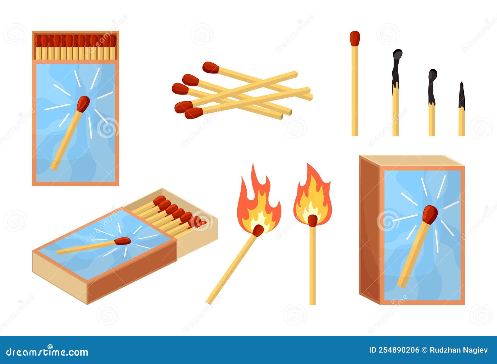 Set of matches stock vector. Illustration of ignition - 254890206