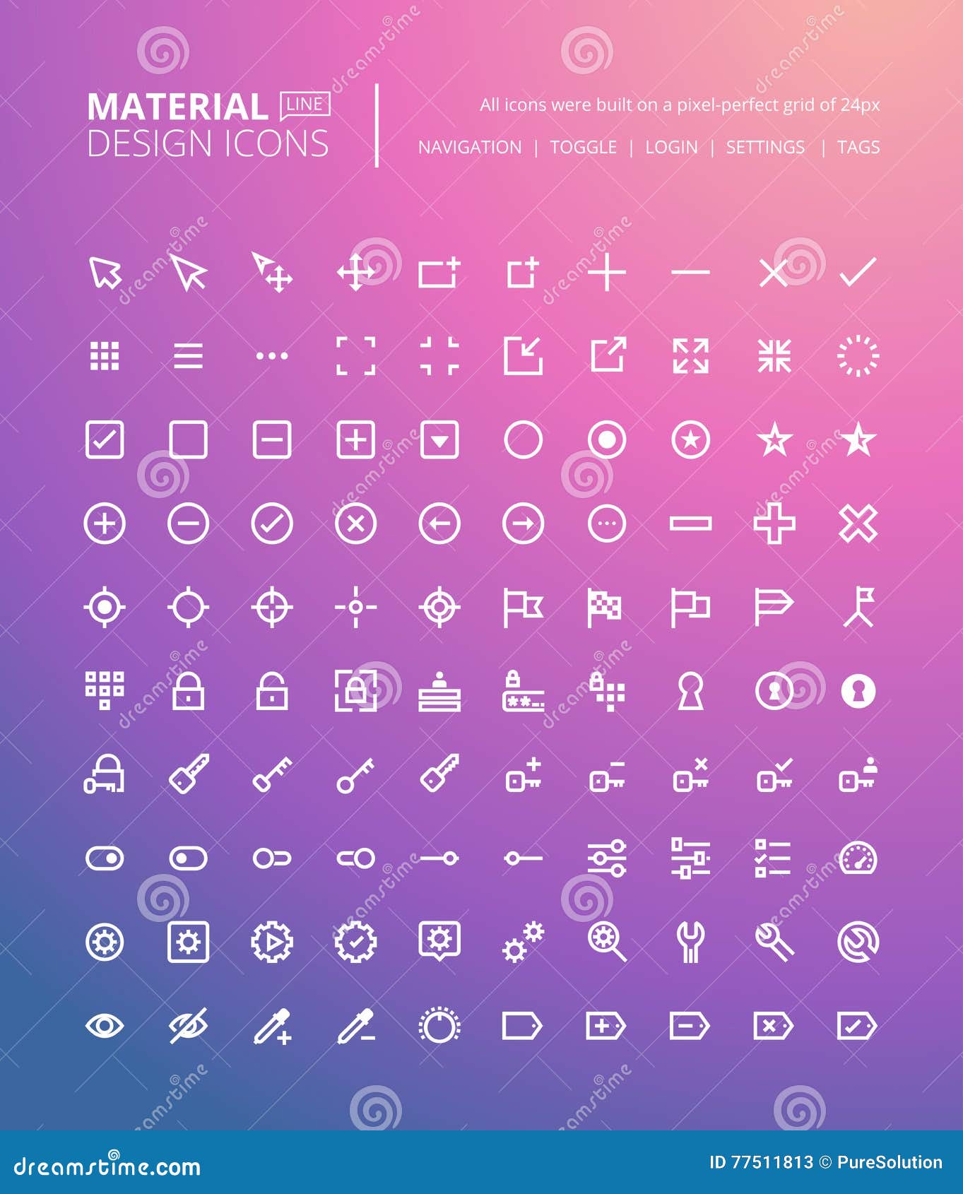Set of Material Design Line Icons Stock Vector - Illustration of ...