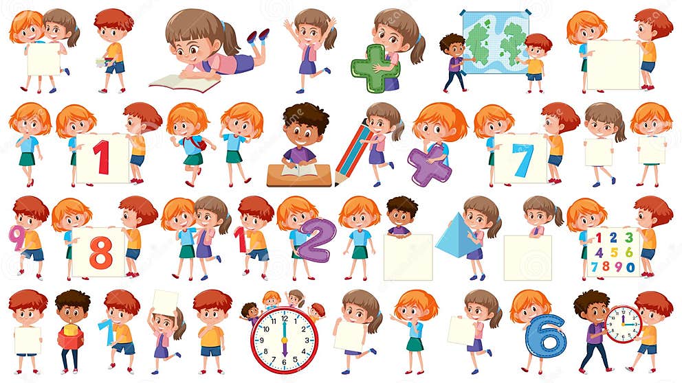 Set of math kids stock vector. Illustration of learn - 145536992