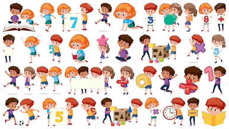 Set of math kids stock vector. Illustration of clock - 145537181