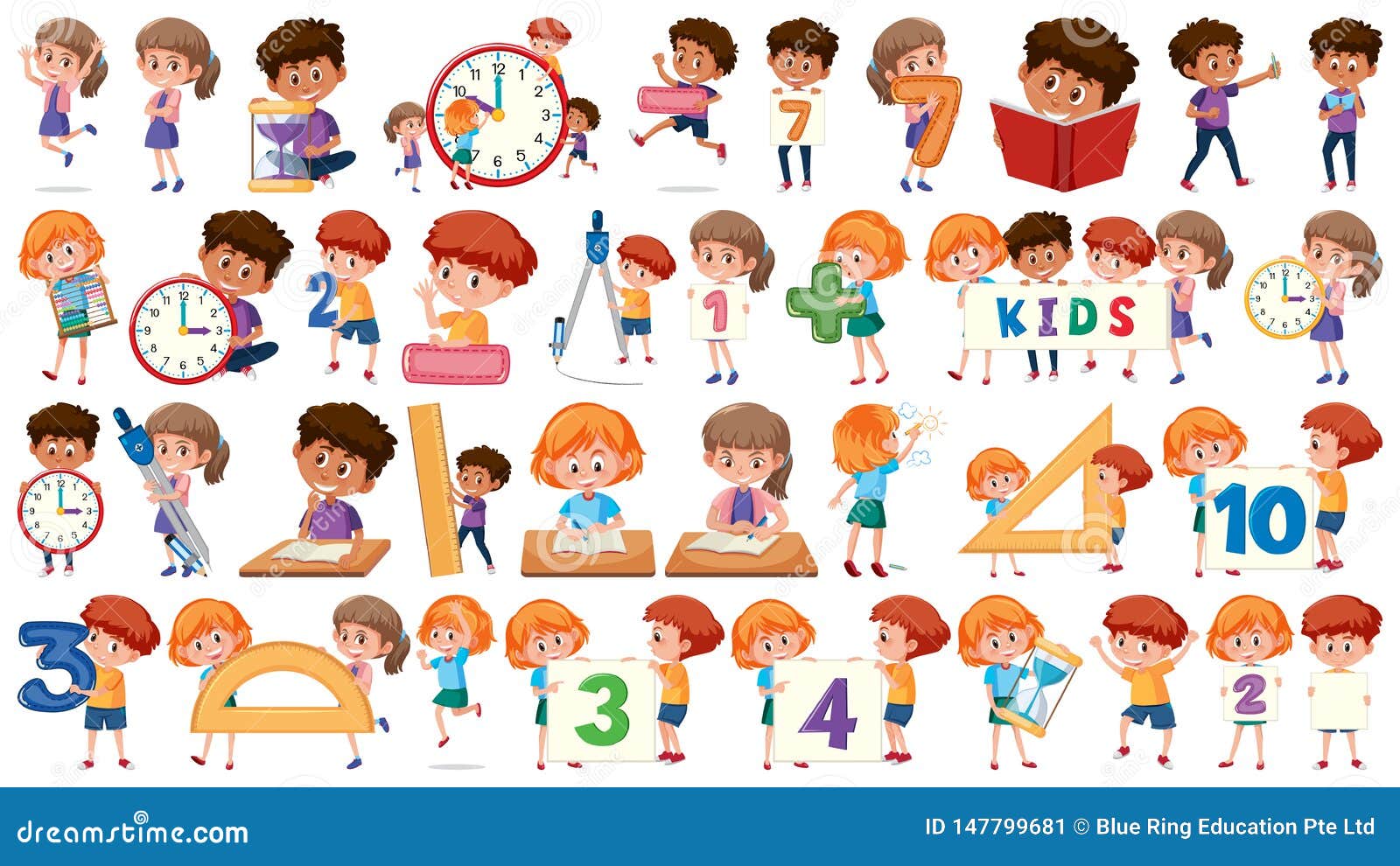 Set of math kids stock vector. Illustration of icon - 147799681