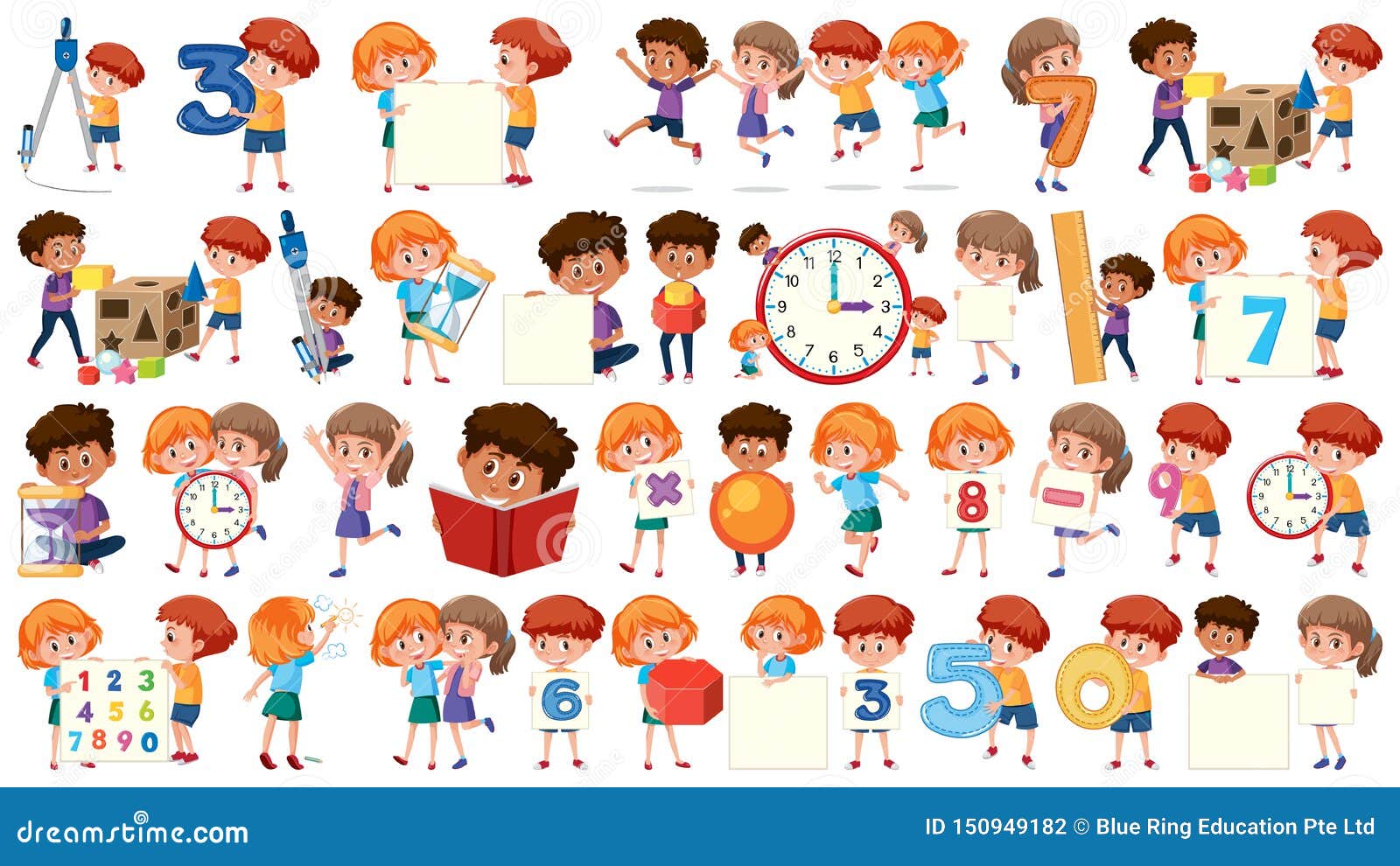 Set of math kids stock vector. Illustration of book - 150949182