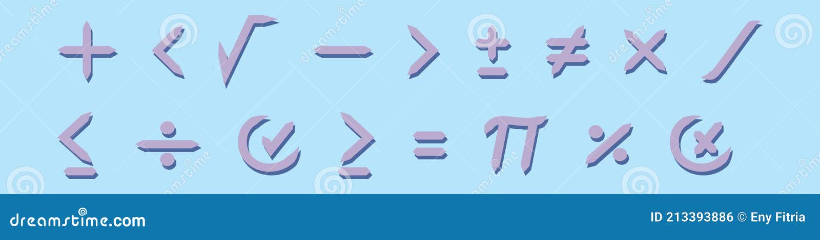 Set of Math Symbol Cartoon Icon Design Template with Various Models ...
