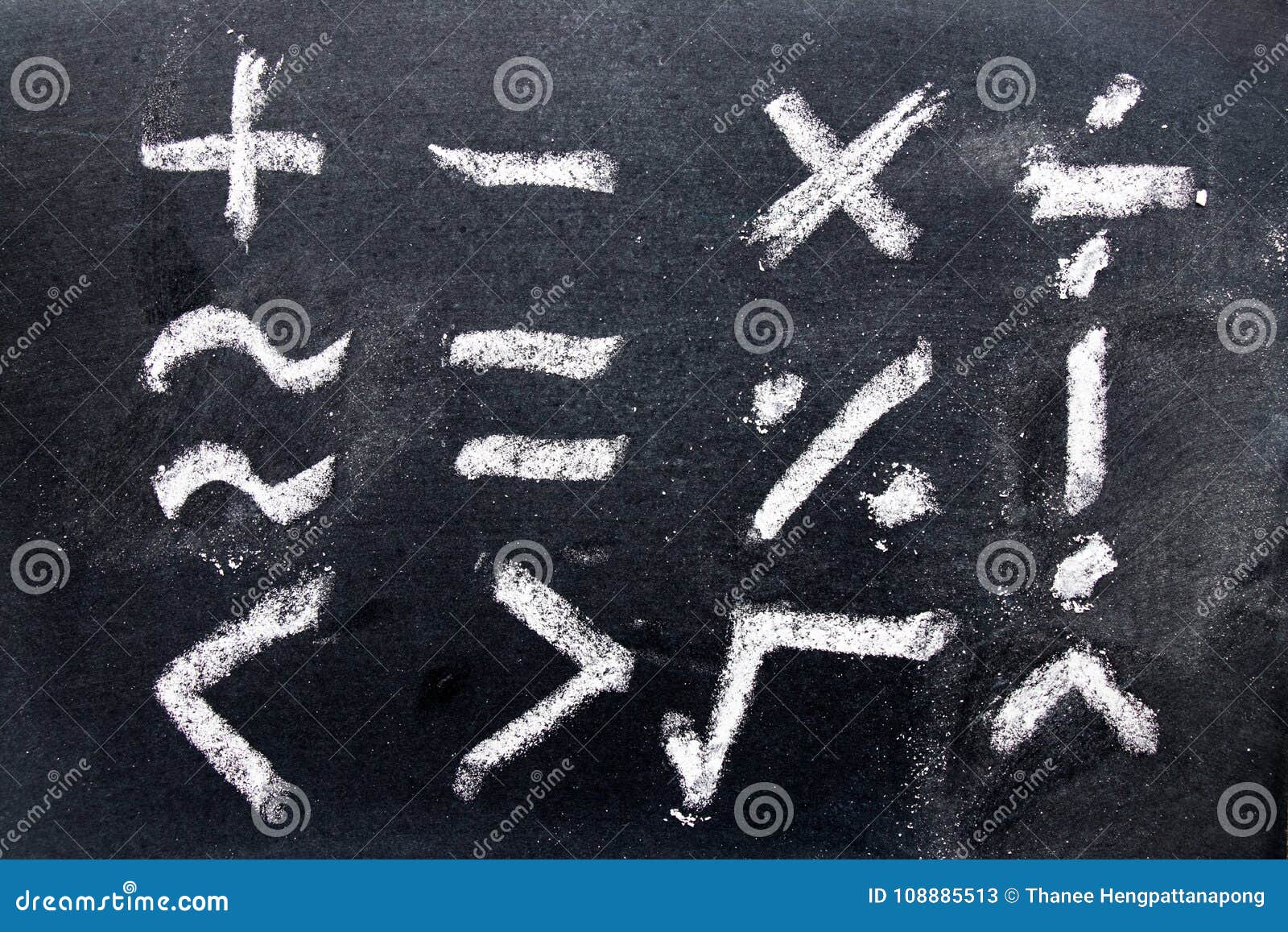 Set Of Math Symbol Draw By Chalk On Black Board Stock Photo ...
