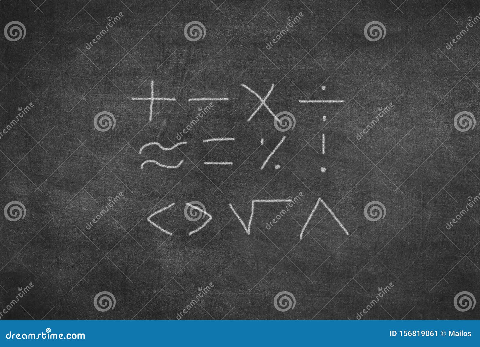 Set of Math Symbol Draw by Chalk on Blackboard Background Stock ...