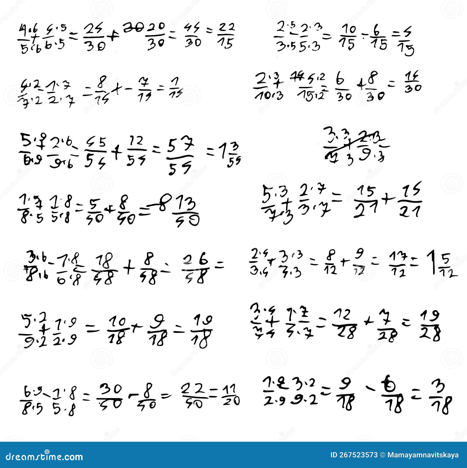 Set of Mathematical Solutions, Formula To Solve. Thick Lines. Homework ...