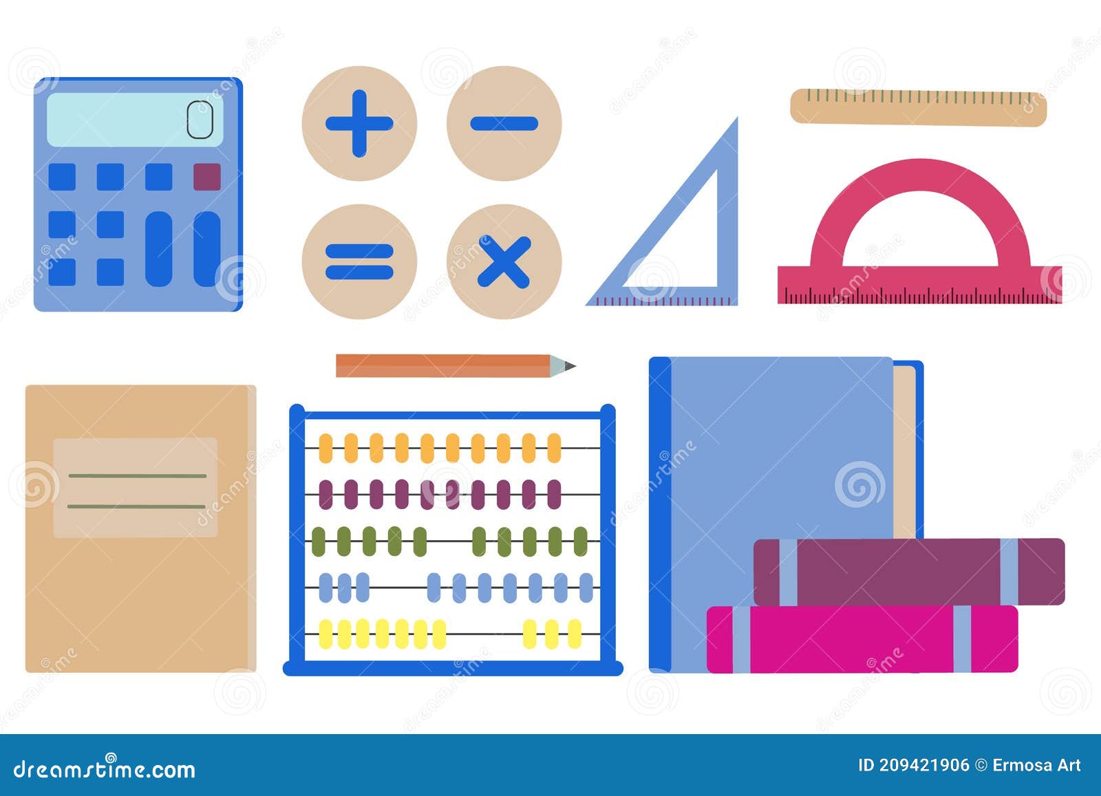 Set of Mathematics or Algebra Objects, Symbols. Science Education ...