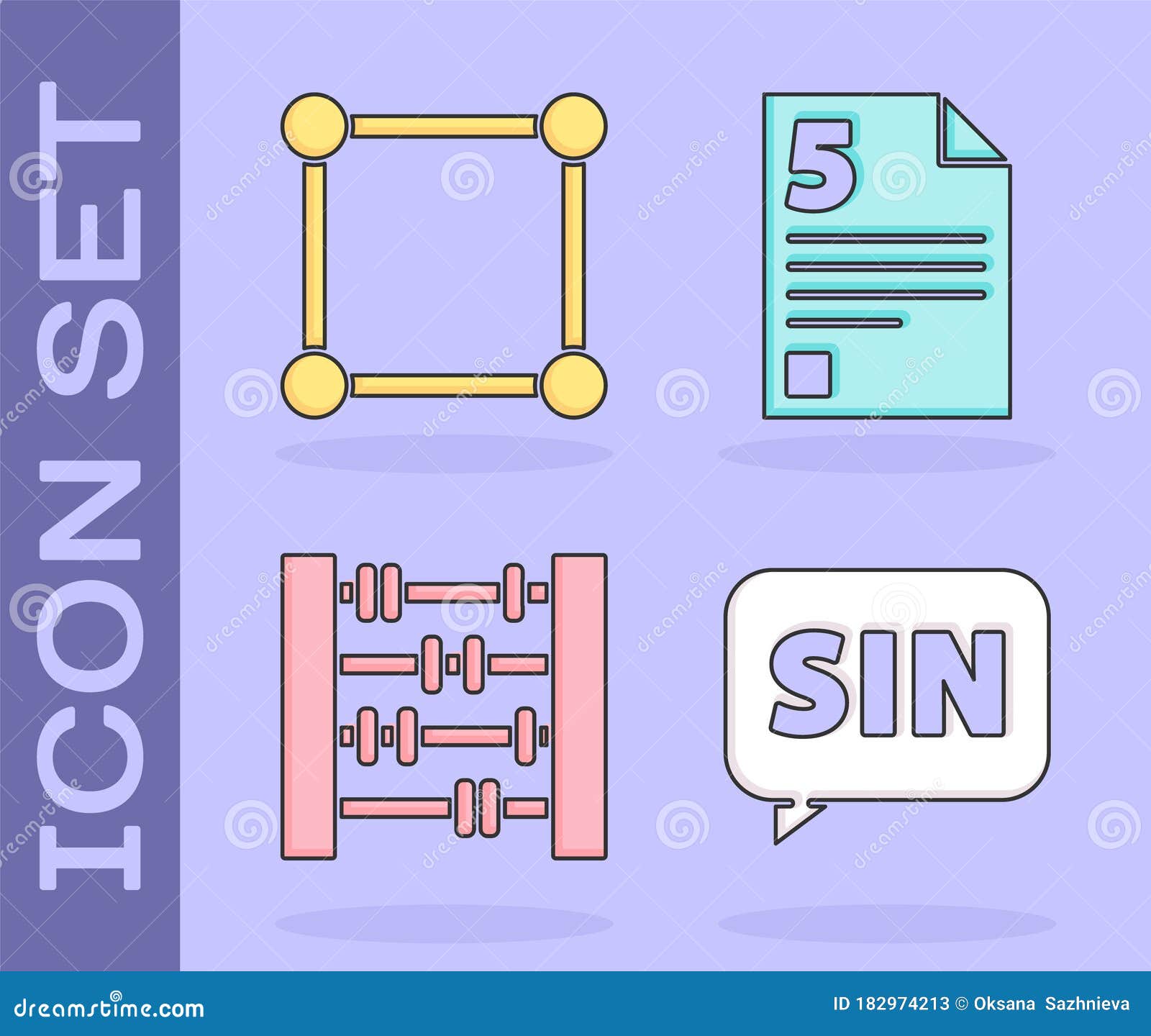 Set Mathematics Function Sine, Geometric Figure Square, Abacus and Test ... Set Mathematics Function Sine, Geometric Figure Square, Abacus and Test ...