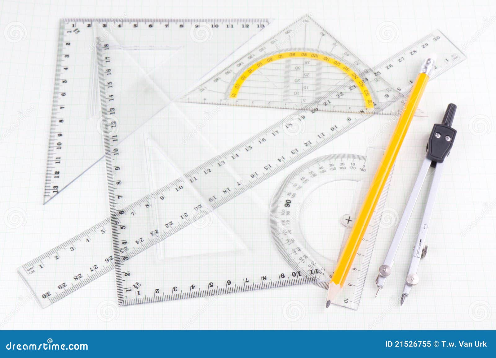 Set of Mathematics School Tools on Squared Paper Stock Image - Image of ...