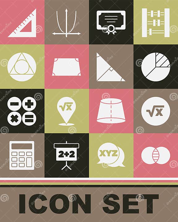 Set Mathematics Sets a and B, Square Root of X Glyph, Pie Chart ...