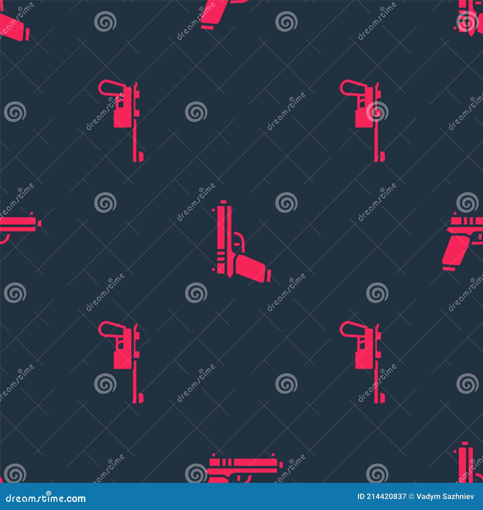 Set Mauser Gun and Pistol or on Seamless Pattern. Vector Stock Vector ...