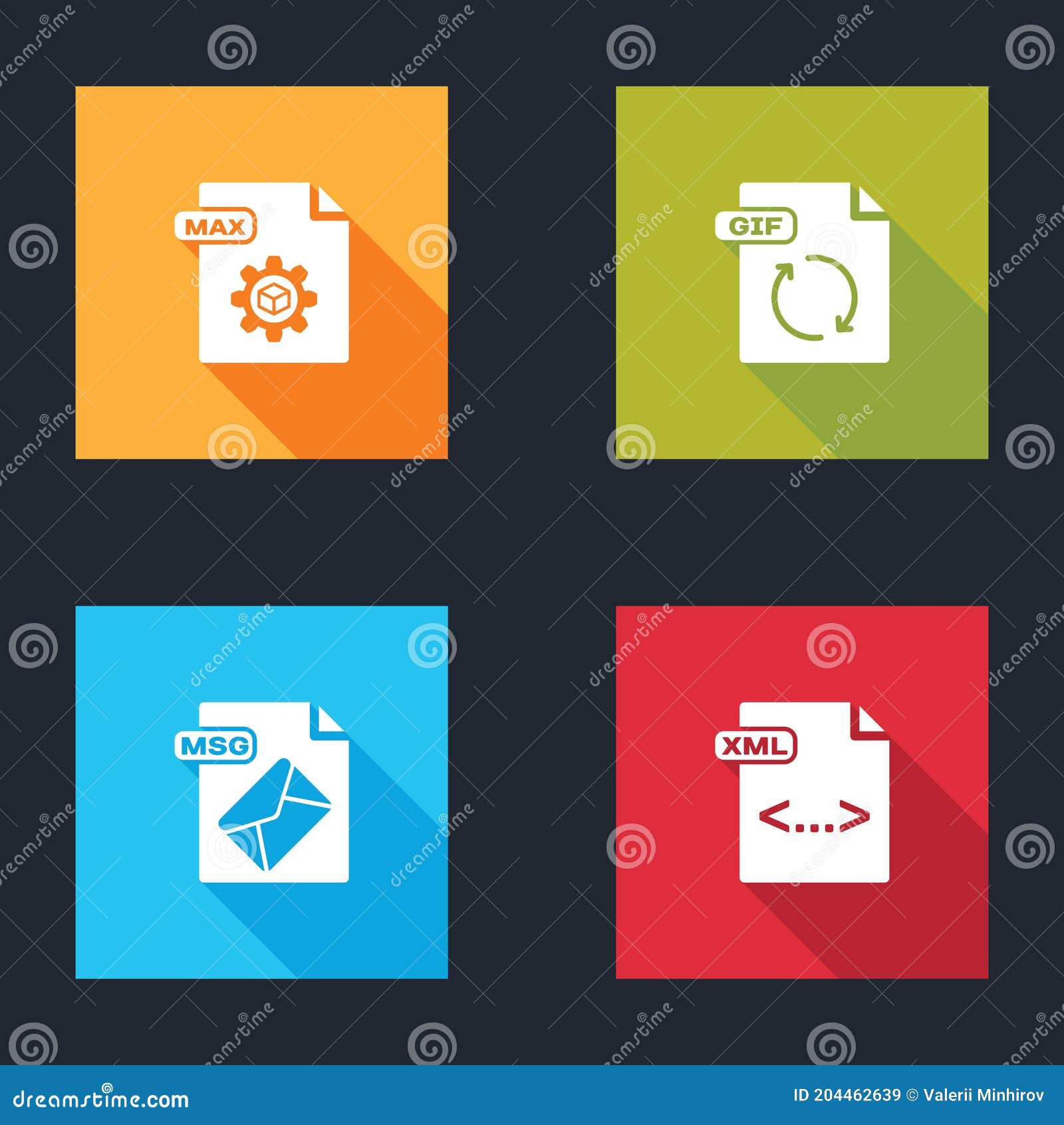 Set MAX File Document, GIF, MSG and XML Icon. Vector Stock Vector ... Set MAX File Document, GIF, MSG and XML Icon. Vector Stock Vector ...