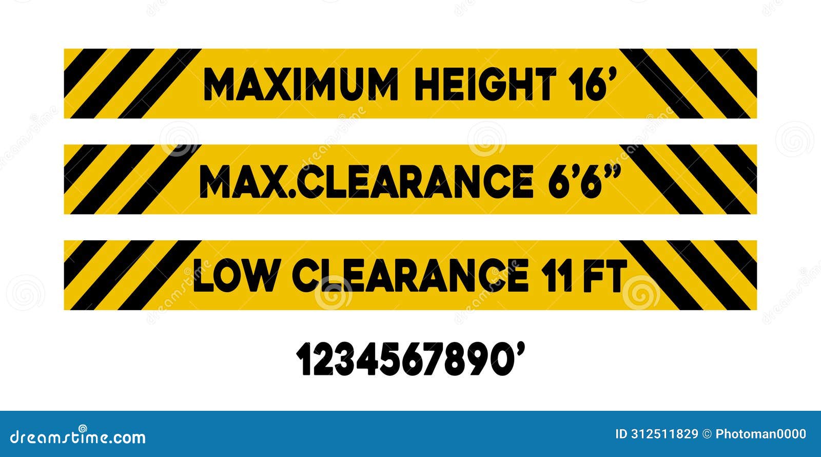 Set of Maximum Height Warning Signs Stock Vector - Illustration of ...